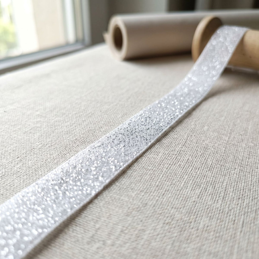 Cinta Glitter Blanca Ancha Brillante | Tiendas Lupe